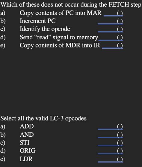 Solved Which Of These Does Not Occur During The FETCH Step Chegg Com