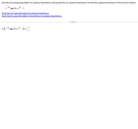 Solved Use The Accompanying Tables Of Laplace Transforms And Chegg