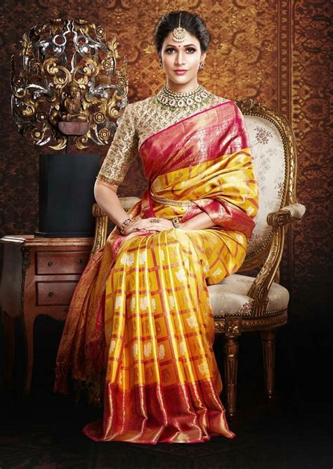 Lavanya Tripathi Sitting Gracefully In An Elegant Silk Sari Styled
