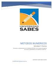 Practica 7 Metodos Numericos Pdf E METODOS NUMERICOS Actividad 7