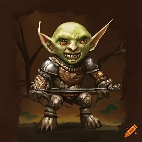 Fantasy Small Goblin In Scrap Metal Light Armor Inspired By Old Mtg Art