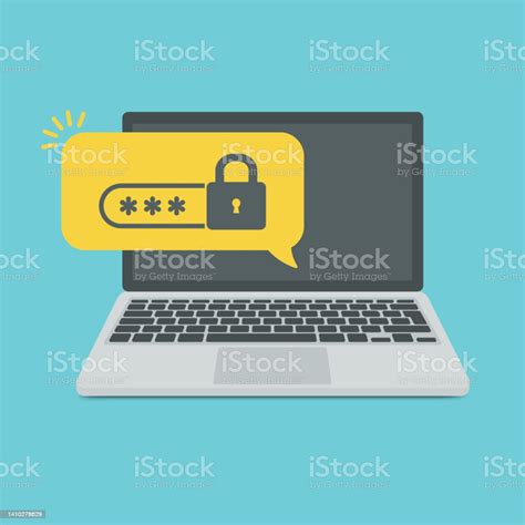 비밀번호 알림 및 잠금 아이콘 벡터 일러스트레이션이 흰색으로 격리된 랩톱 보안 공지 개념 개인 액세스 사용자 권한 부여 메모 로그인 양식 아이콘 인터넷 보호 경고 노트북에