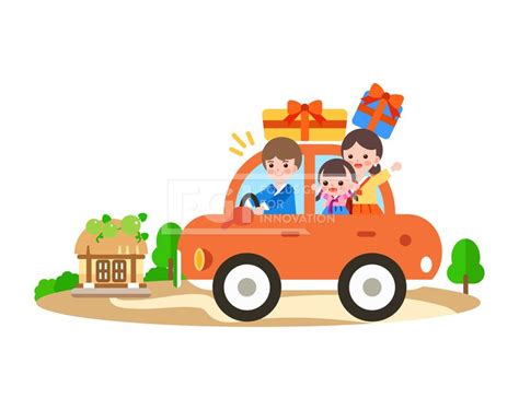 Sill240 프리진 일러스트 전통 가족 추석 설날 명절 새해 시골 귀경길 한복 저고리 가을 명절귀경길