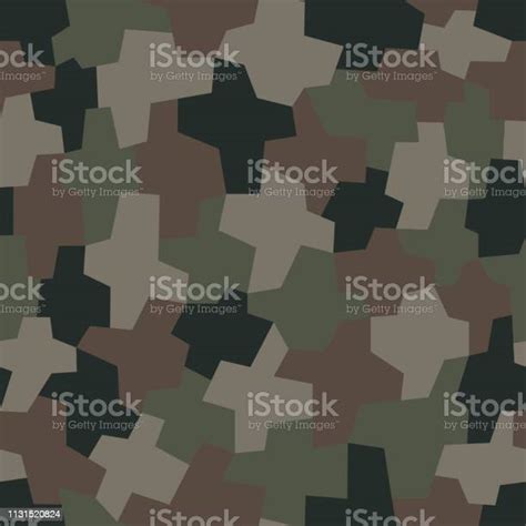 Pola Kamuflase Mulus Tekstur Khaki Ilustrasi Vektor Camo Mencetak Latar