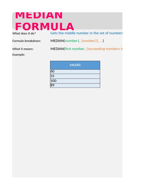 Median Formula Pdf