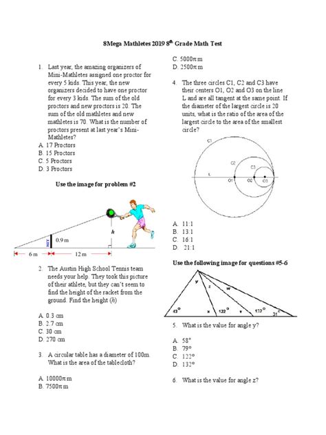 Mega Mathletes 8th Grade Test 1 1 Pdf Geometry Teaching Mathematics