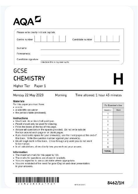 AQA GCSE Chemistry Paper 1 Mind Map Key Topics Revision Notes Studocu