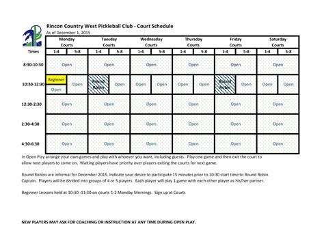 Pickleball Round Robin Charts Pe