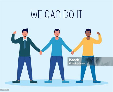 인종 간 남자의 그룹 우리는 그것을 할 수 있는 메시지 가능한에 대한 스톡 벡터 아트 및 기타 이미지 가능한 개선 격려 Istock