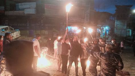 कुश्मामा युवा संघको राँके जुलुस नेपाल प्रहरी र शसस्त्र प्रहरीको