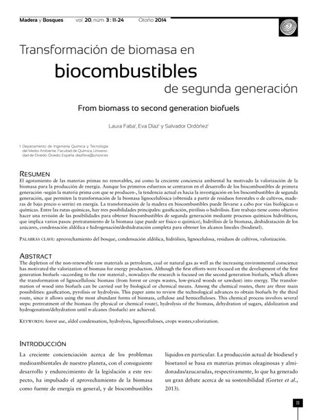 Pdf Transformación De Biomasa En Biocombustibles De Segunda Generación