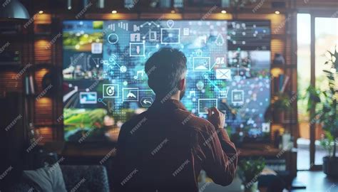 A Businessman Interacting With Internet Of Things Iot Devices In A