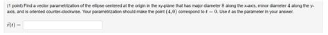 solved 1 point find a vector parametrization of the ellipse