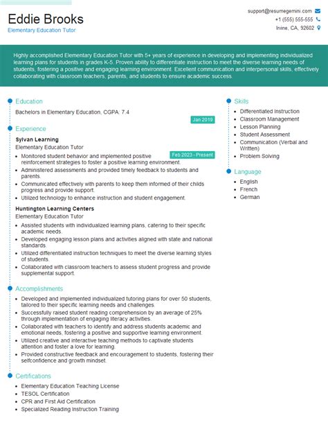 Top 10 Questions For Elementary Education Tutor Interview Resumegemini Online Resume Builder