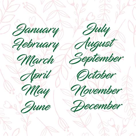 Meses De Letras Del Año Para Calendario Y Notas Vector Premium