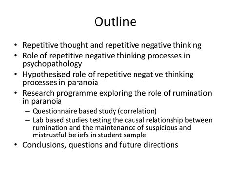 Ppt The Role Of Perseverative Thinking Processes In Paranoia Powerpoint Presentation Id 1154393