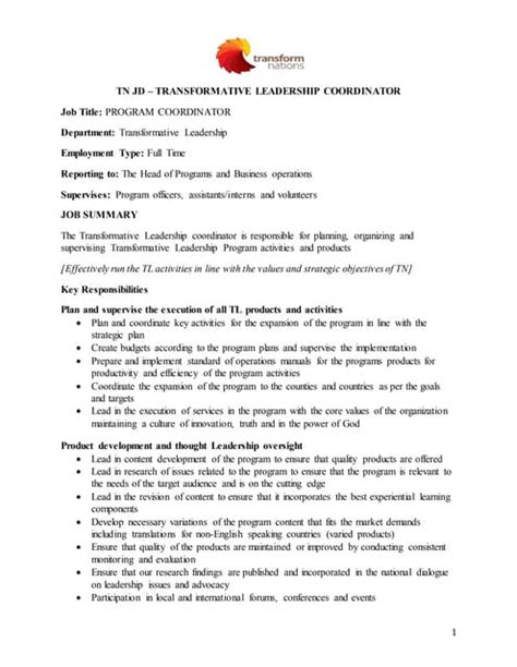 Program Cordinator T L Docx Human Resources Business