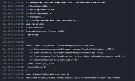 deploy failed app created with nodejs nestjs render