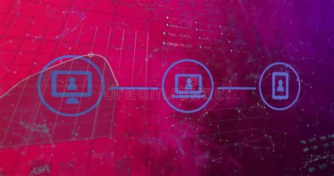 Digital Network And Data Processing Animation Over Abstract Red Background Stock Footage Video