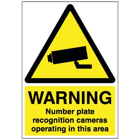 Warning Number Plate Recognition Cameras Operating In This Area Sign