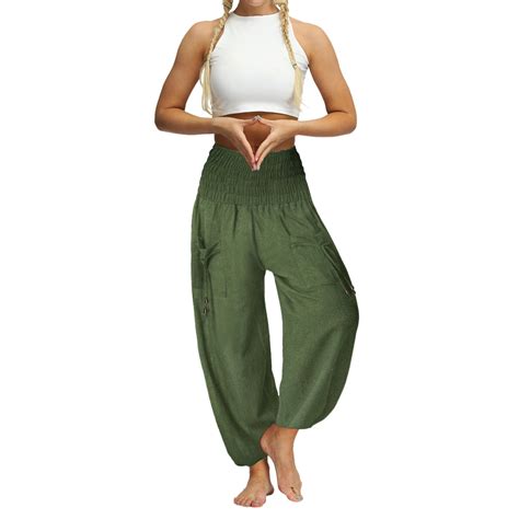Dmqupv Black Cargo Pants Woman Womens Elastic Stretch Waist Cargo Pocket Capri Pants Green S