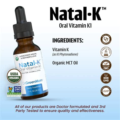 Natal K Usda Organic Oral Vitamin K1 For Beforeafter Birth