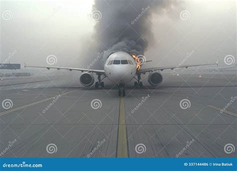 Plane Ignition A Catastrophic Event On The Runway As Flames Engulf The