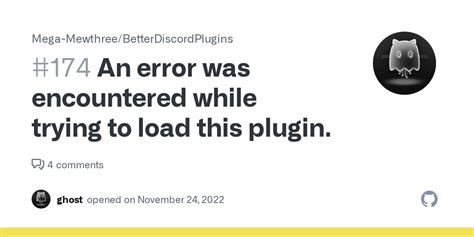 An Error Was Encountered While Trying To Load This Plugin · Issue 174