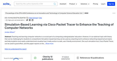 Simulation Based Learning Via Cisco Packet Tracer To Enhance The