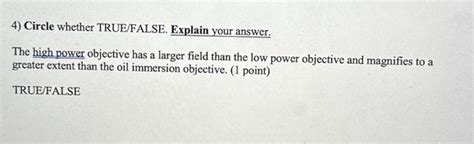 Solved 4 Circle Whether True False Explain Your Answer