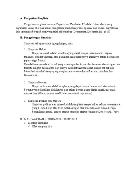 Pengertian Simplisia Pdf