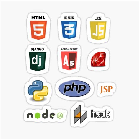 Pegatina Web Developer Programming Language Set De Yourgeekside