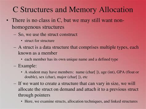 C Structures And Memory Allocation Ppt Download