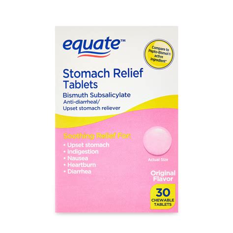 Brandclub Equate Stomach Relief Chewable Tablets 262 Mg 30 Count