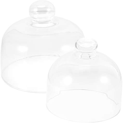 2pcs Cake Dome Clear Glass Cake Cover Food Dust Proof Cover Cake Stand