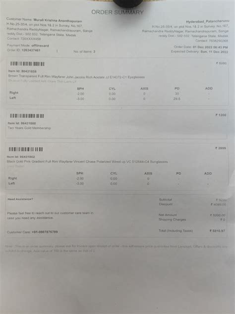 Lenskart Bill Cum Prescription Pdf