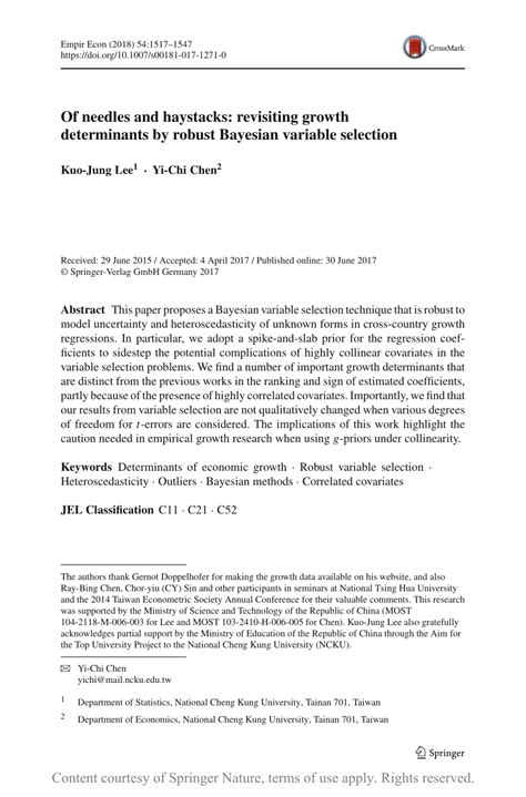Of Needles And Haystacks Revisiting Growth Determinants By Robust
