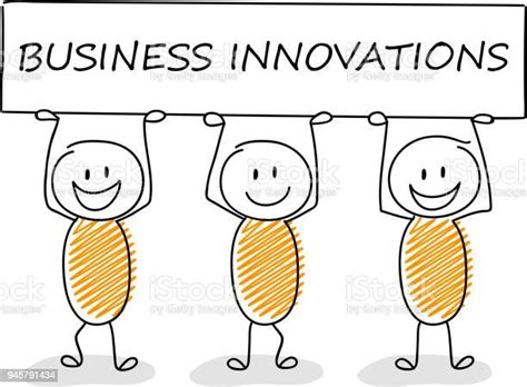 비즈니스 텍스트와 함께 Stickman의 손으로 그려진된 개념 비즈니스 혁신 벡터입니다 개념에 대한 스톡 벡터 아트 및 기타 이미지 Istock