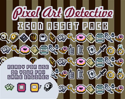 Pixel Art Detective Icon Asset Pack By Howdy Riceball