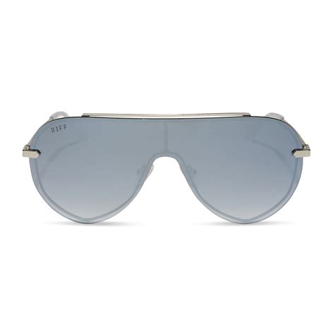 Imani Shield Sunglasses Silver And Grey Gradient With Silver Flash
