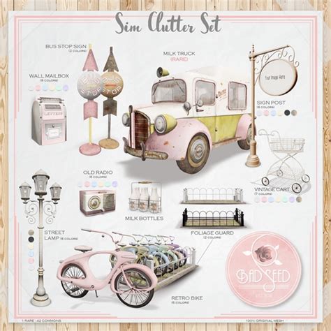 Second Life Marketplace Sim Clutter Vintage Cart Creme