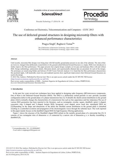 Pdf The Use Of Defected Ground Structures In Designing · This Paper Presents Four Original