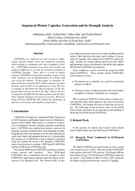 Pdf Sequenced Picture Captcha Generation And Its Strength Analysis