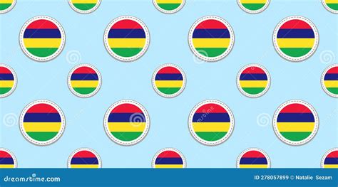 Mauritius Round Flag Seamless Pattern Mauritian Background Vector