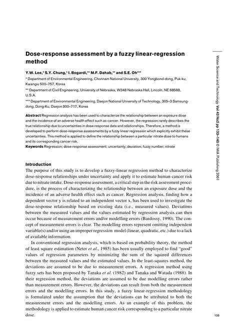 PDF Dose Response Assessment By A Fuzzy Linear Regression Method