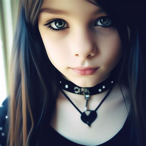 Emo 12 Years Old Neck Tattoo Nose Piercing Long Hair Black Makeup