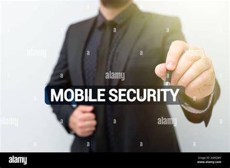 Sign Displaying Mobile Security Word Written On Protection Of Mobile Phone From Threats And