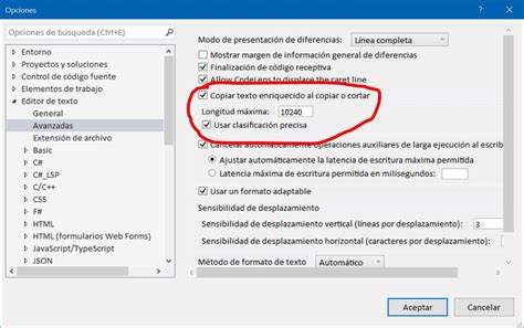 Indicar a Visual Studio que al copiar texto lo haga con colores más