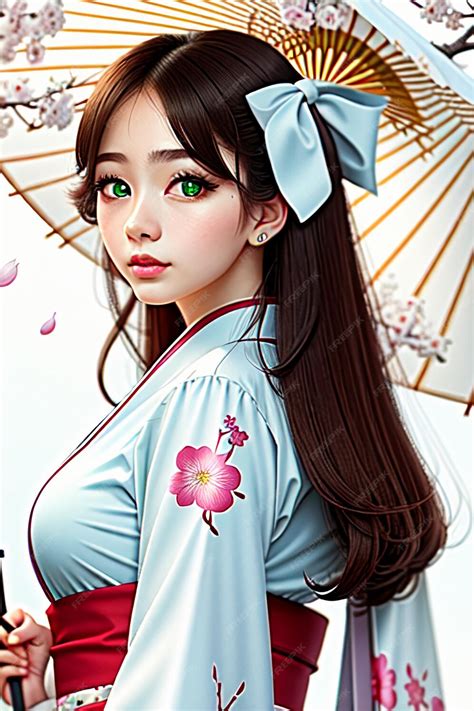 Premium Ai Image Girl With A Blue Dress And Green Eyes