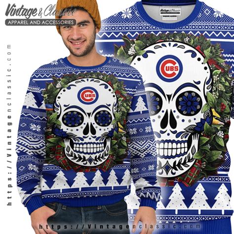 Chicago Cubs Skull Ugly Christmas Sweater Vintagenclassic Tee